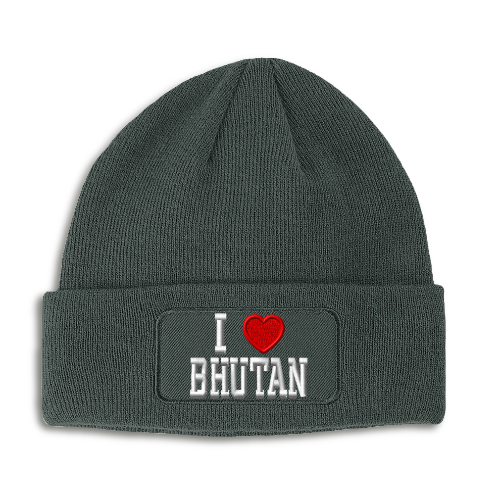 Patch Beanie for Men & Women I Love Bhutan Winter Hats Acrylic Skull ...