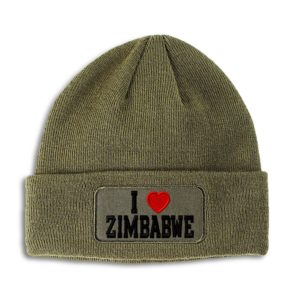 Patch Beanie for Men & Women I Love Zimbabwe Winter Hats Acrylic Skull ...