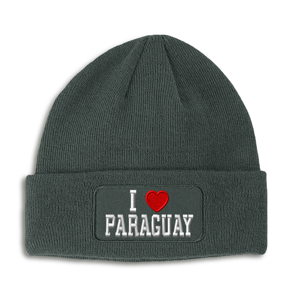 Patch Beanie for Men & Women I Love Paraguay Winter Hats Acrylic Skull ...