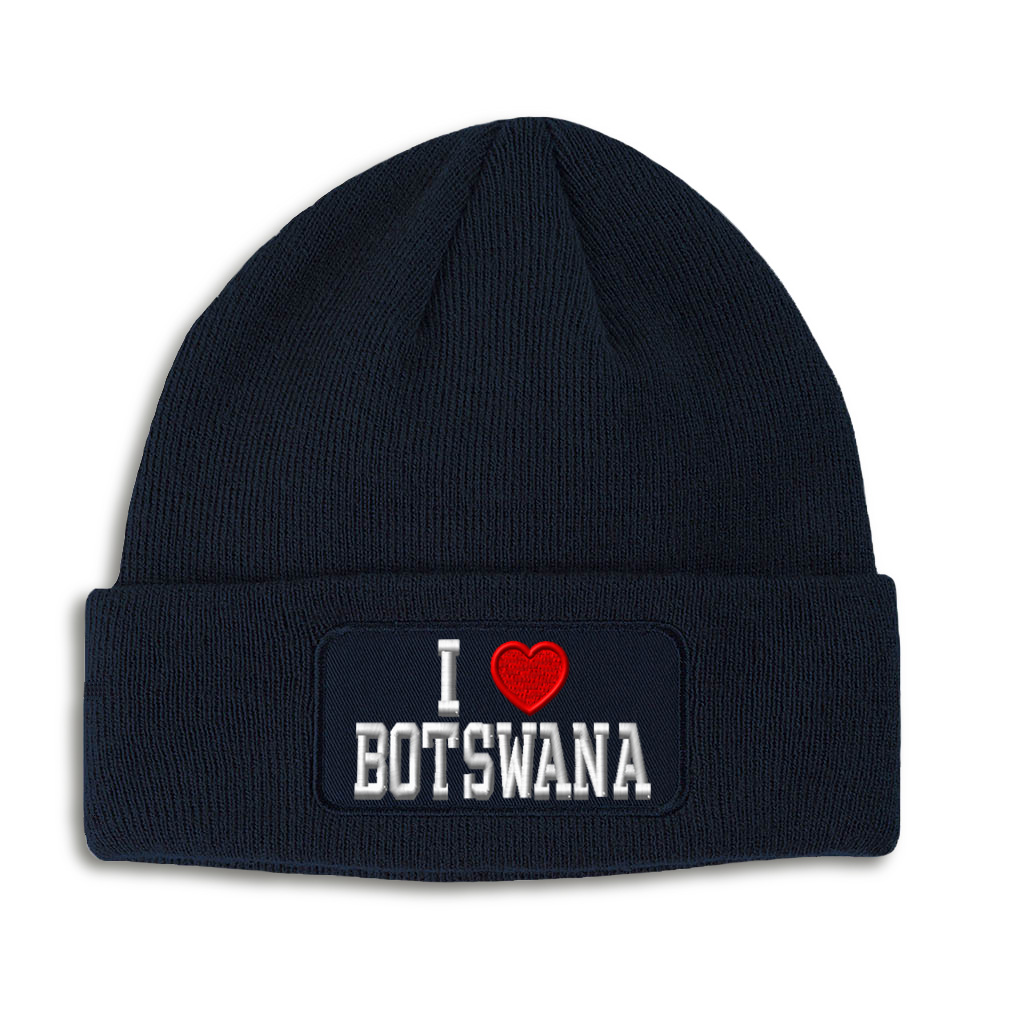 Patch Beanie for Men & Women I Love Botswana Winter Hats Acrylic Skull ...